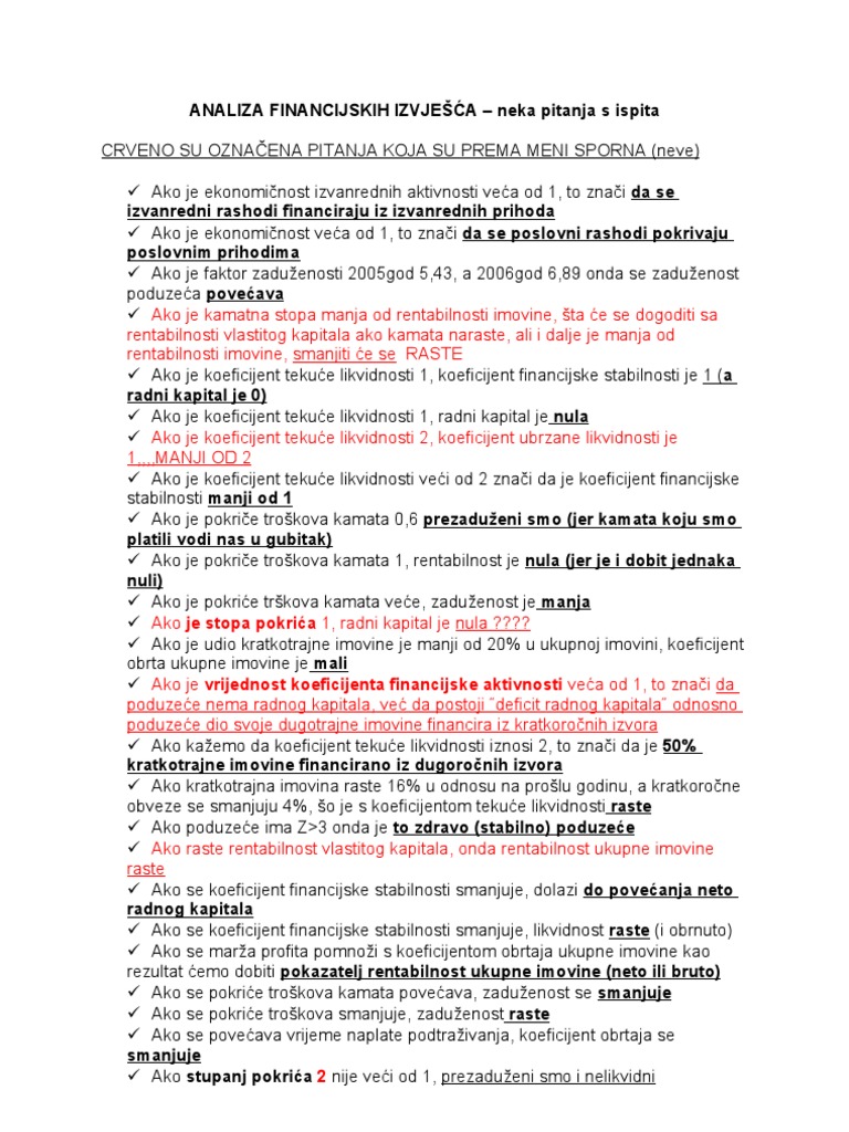 Analiza Financijskih Izvještaja - Pitalice | PDF