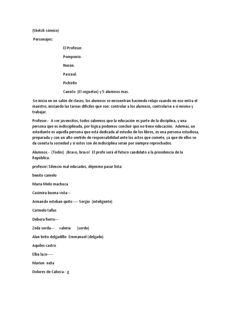 Sketch Cómico La Escuelita | PDF