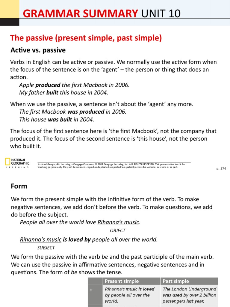 Life - 2e - BrE - Pre-Inter - SB - U10 - Grammar Summary | PDF | Verb | Subject (Grammar)