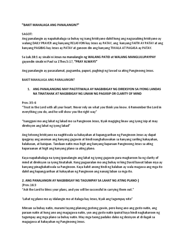 Bakit Mahalaga Ang Panalangin | PDF