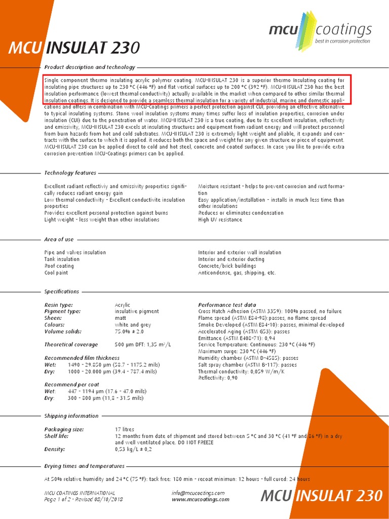 MCU-INSULAT 230 English | PDF | Building Insulation | Thermal Insulation