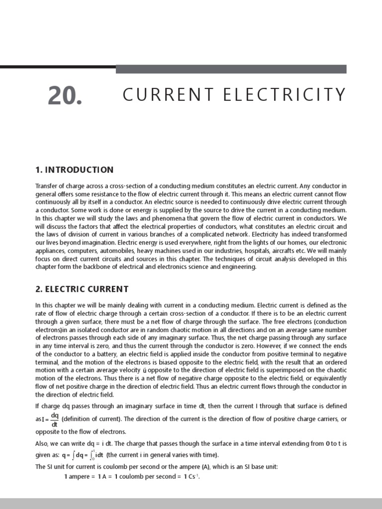 5.current Electricitytheory | PDF | Electric Current | Electrical Resistance And Conductance