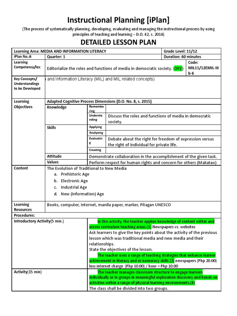 Media Literacy Lesson Plan for Grades 11-12 | PDF | Educational ...