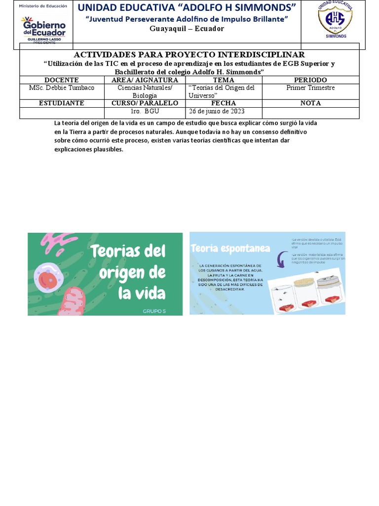 Actividades para Proyecto Interdisciplinar 2023 - 2024 Priemer Trimestre | PDF | Bienestar