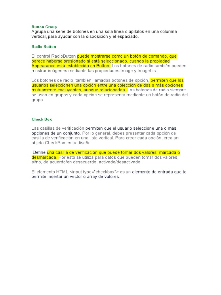 Button Group, Check Box, Radio Button | PDF