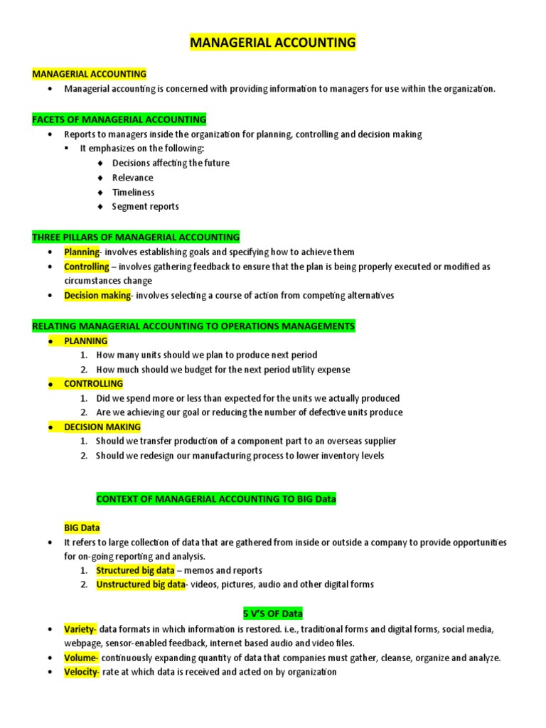 Managerial Accounting | Download Free PDF | Analytics | Strategic ...