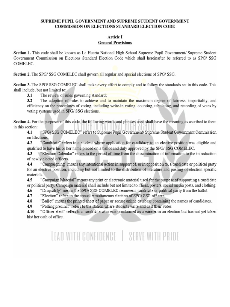 LHNHS Standard Election Code | PDF | Voting | Elections