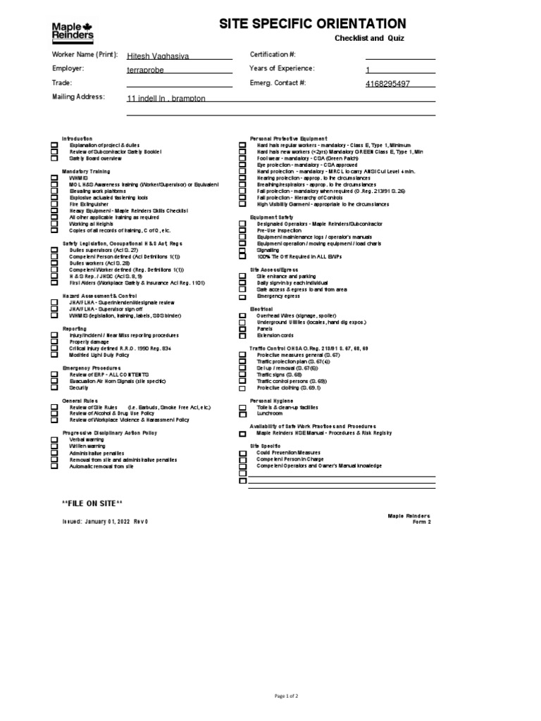 Site Orientation | PDF | Safety | Labor Relations