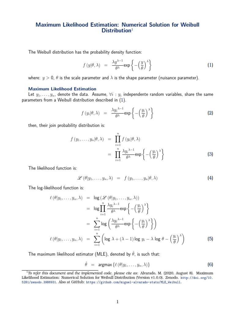 MLE Weibull | PDF | Statistical Models | Mathematics