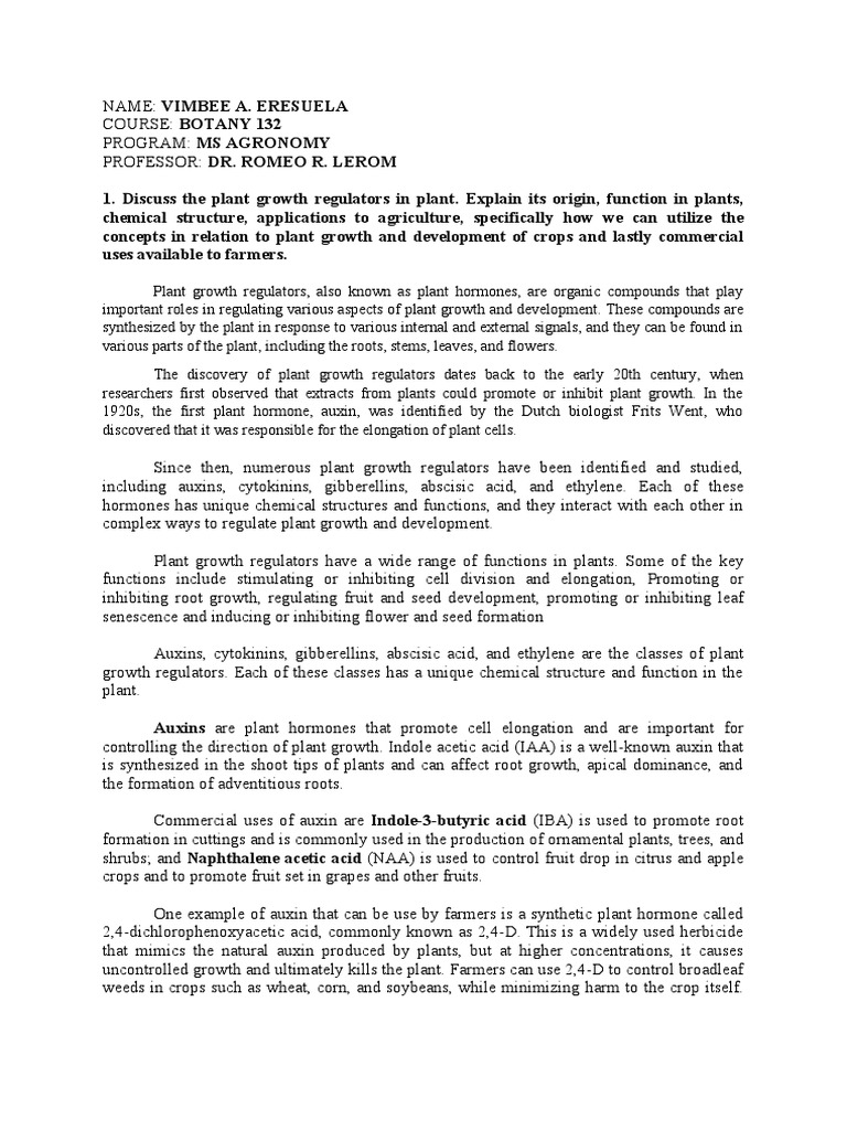 Comprehensive Exam in BOT 132 | PDF | Plant Hormone | Auxin