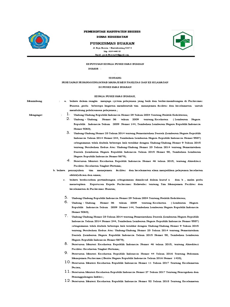 1 .SK Penetapan Penanggungjawab Dan Program MFK | PDF