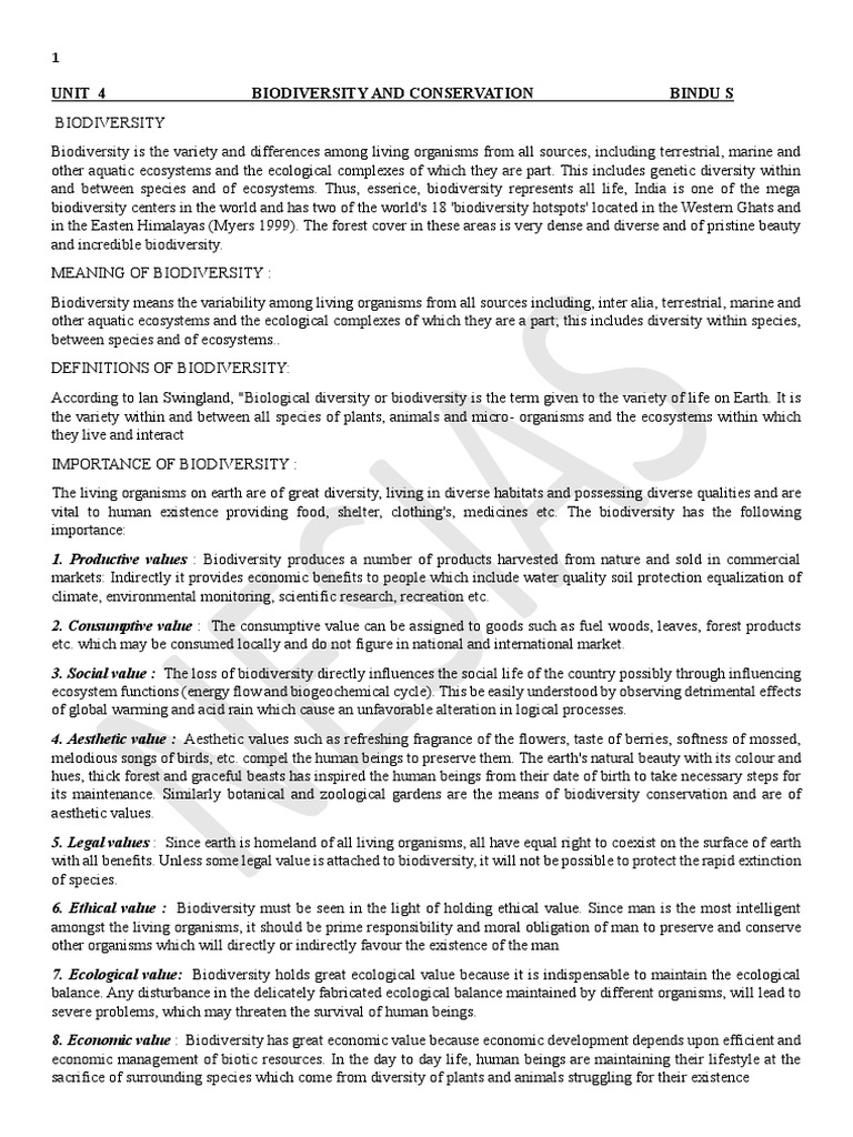 Biodiversity And Conservation Pdf Biodiversity Conservation Biology