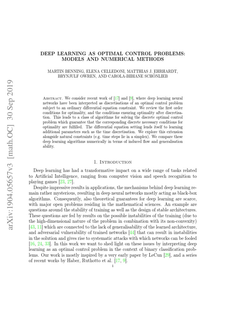 Deep Learning as Optimal Control | PDF | Statistical Classification ...