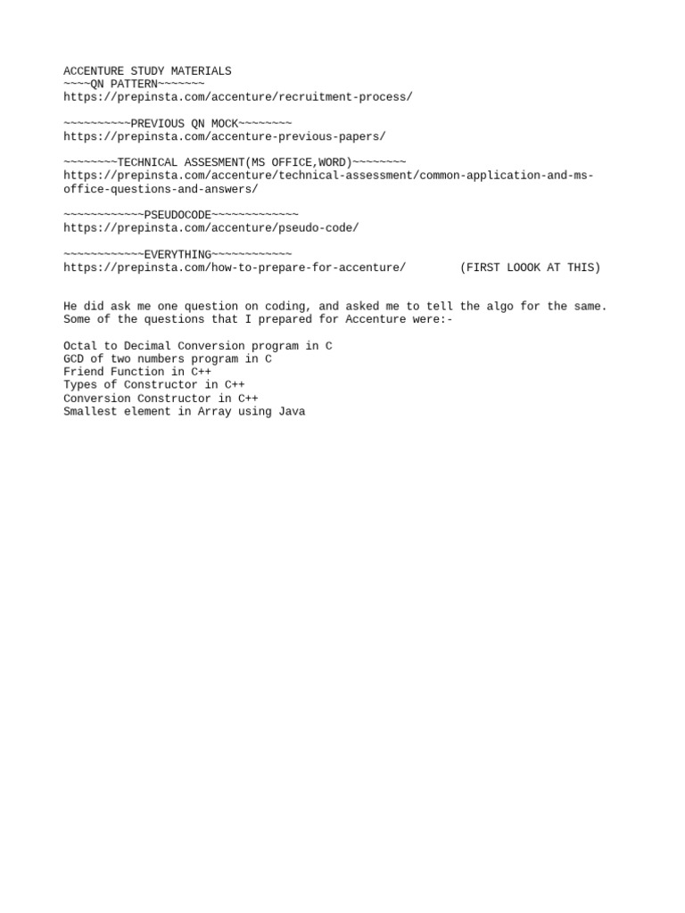 Accenture Study Materials | PDF