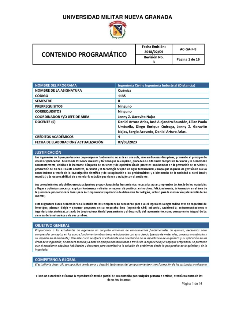 Contenido Programático 2023-2 | PDF