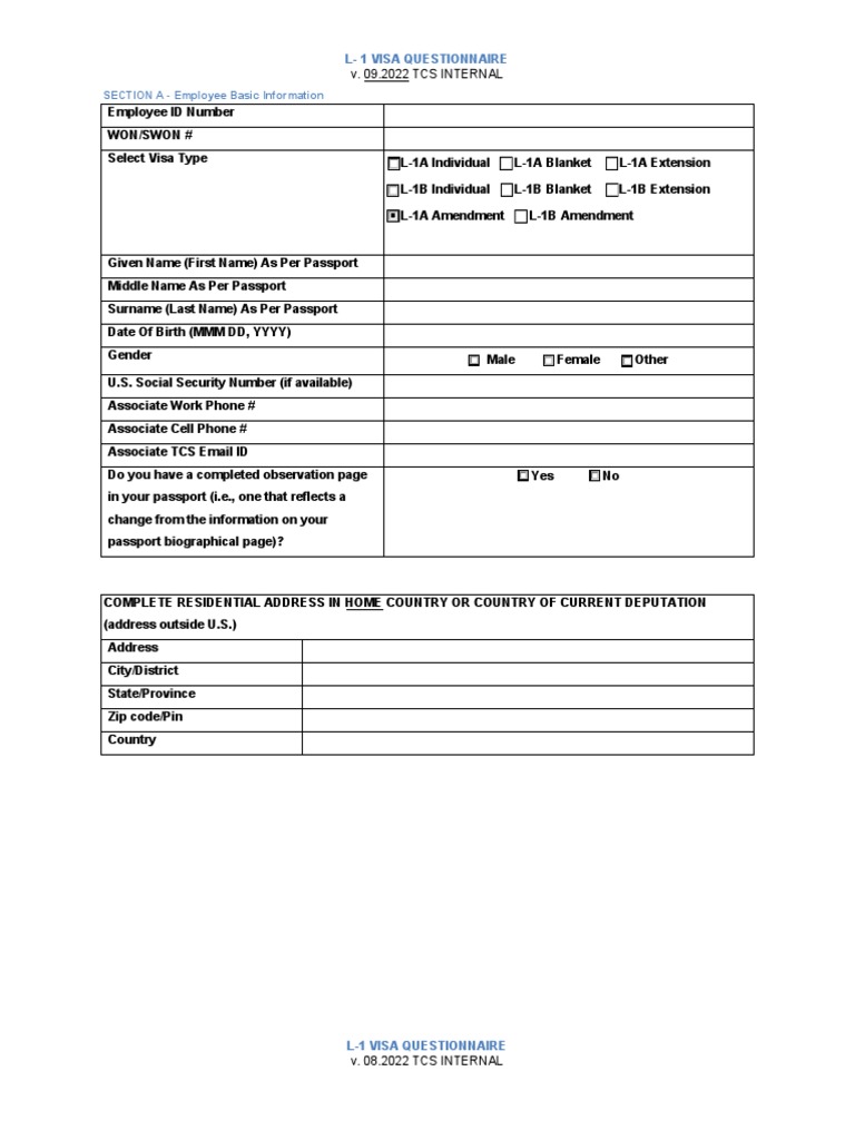 3378 L-1 Questionnaire-September 2022 | PDF | Government And Personhood ...