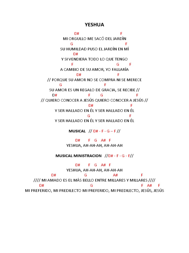 Letra y Acordes de Yeshua | PDF