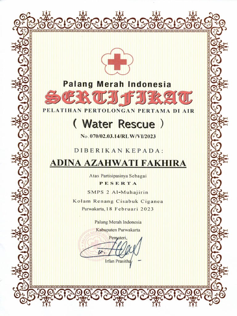 Sertifikat Pmi 1-1 | PDF