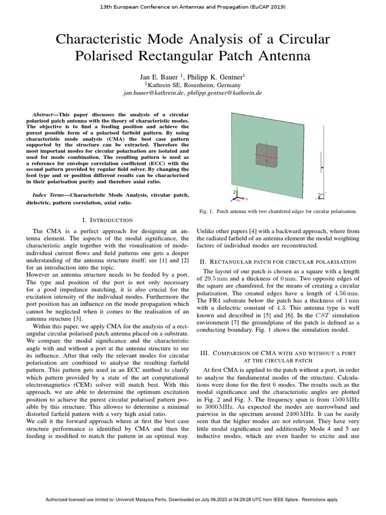 2019 Characteristic - Mode - Analysis - of - A - Circular - Polarised - Rectangular - Patch ...
