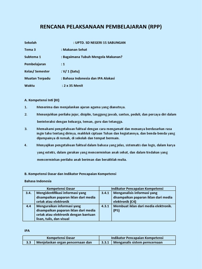 Rencana Pelaksanaan Pembelajaran (RPP) Ukin | PDF