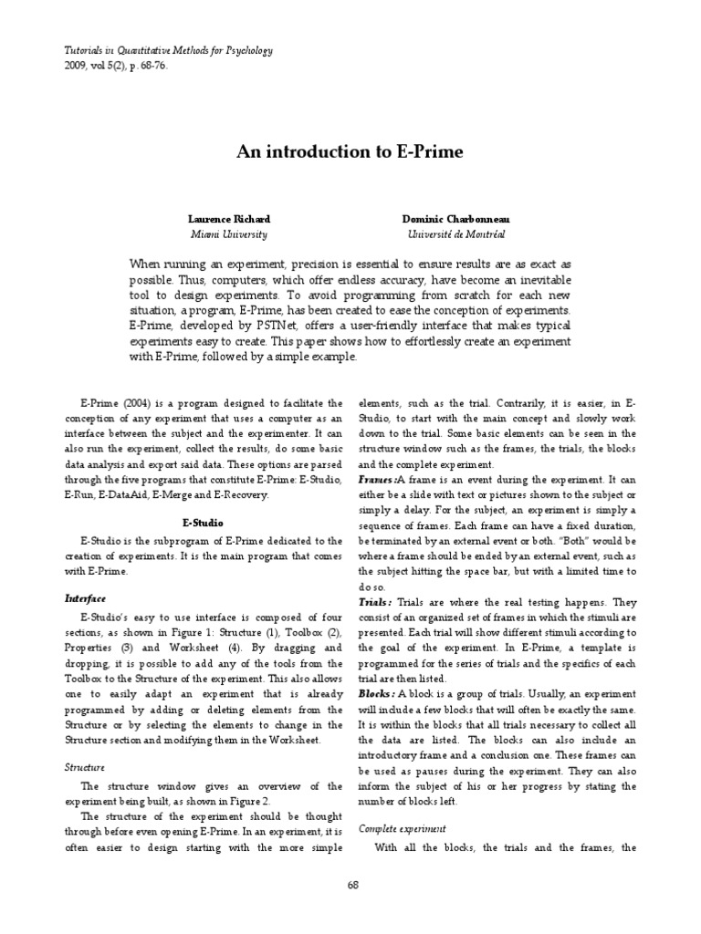 2009 - An Introduction E-Prime | PDF | Experiment | Computer File