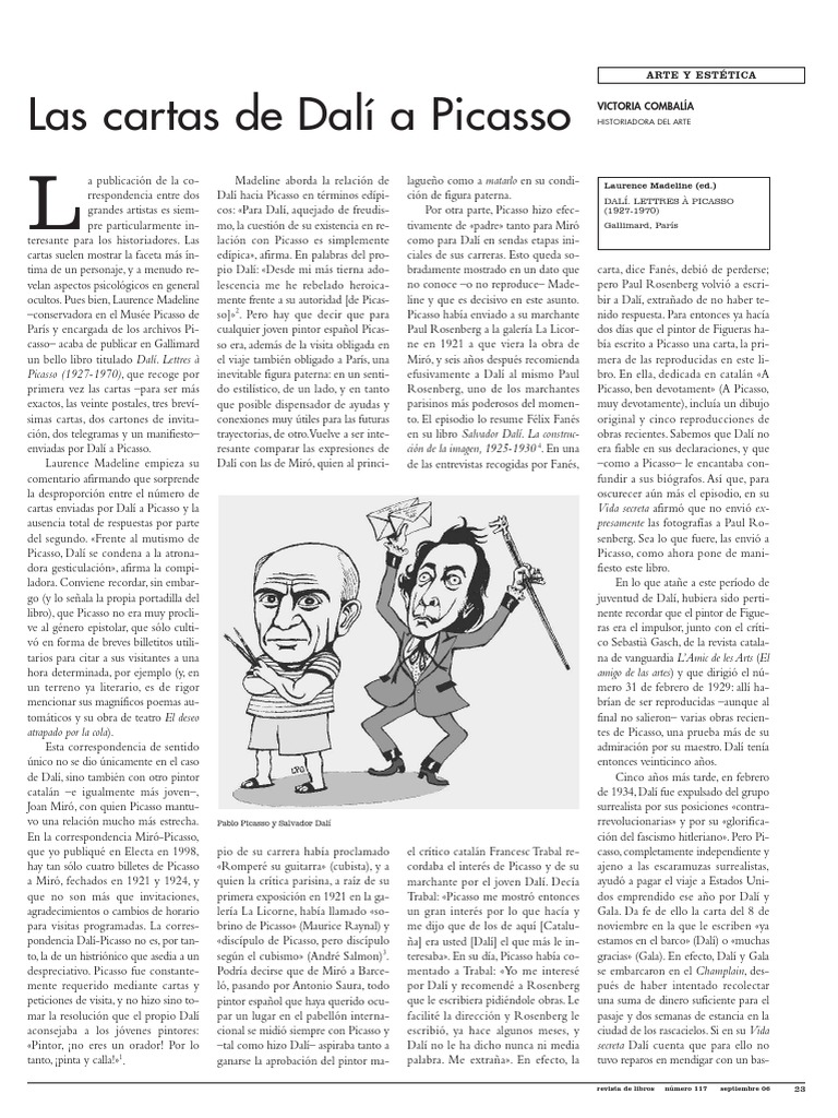Combalia, Victoria, Cartas de Dali A Picasso | PDF | Pablo Picasso ...