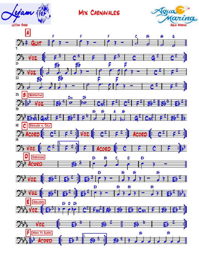 AGUA MARINA - Mix Carnavales | PDF