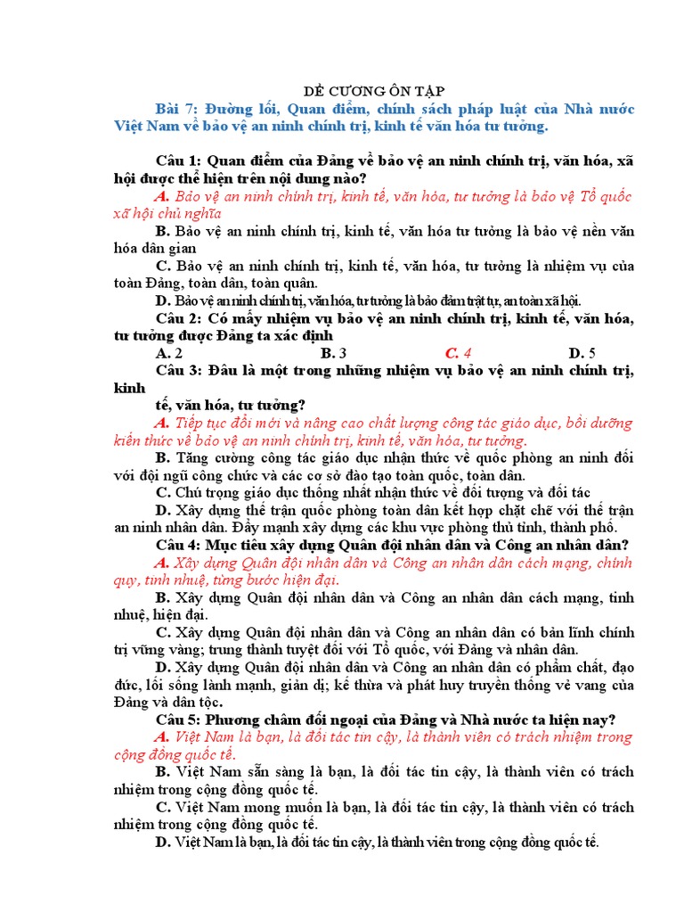 ĐỀ CƯƠNG ÔN TẬP QPAN | PDF