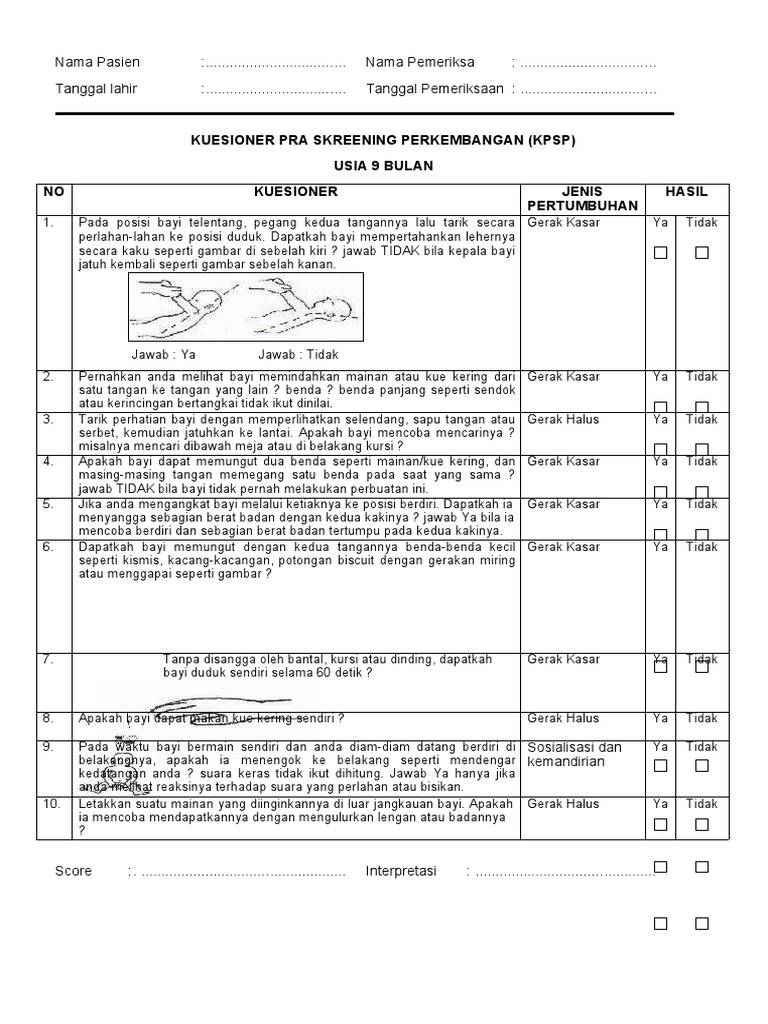 KPSP Usia 9 Bulan | PDF