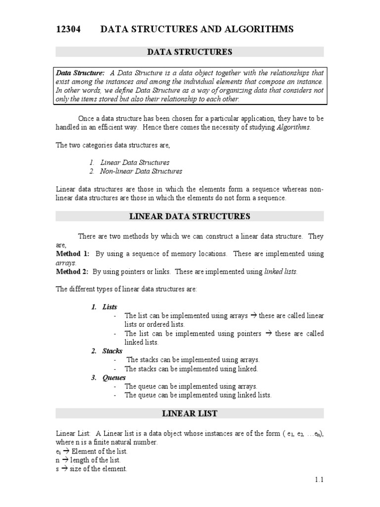 Unit 1 | PDF | Data Type | Data Structure