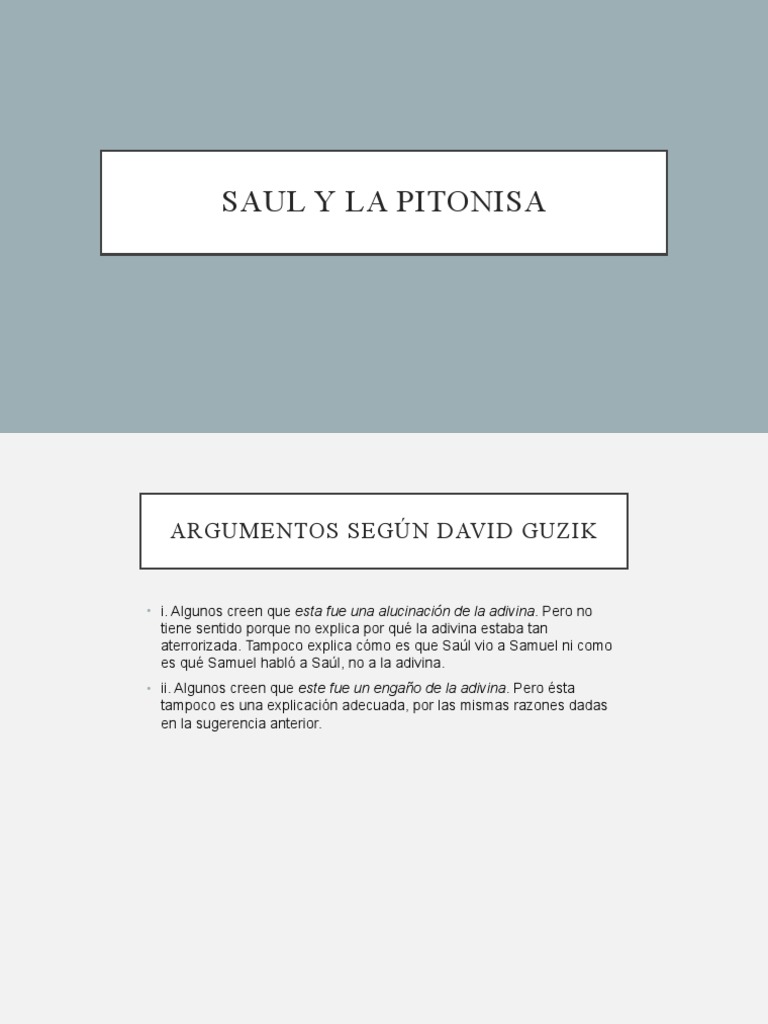 Saúl y La Pitonisa | PDF | Saulo | Satán