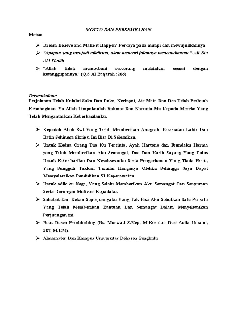 Motto Dan Persembahan | PDF