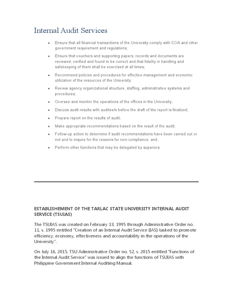 Internal Audit Services | PDF | Audit | Internal Audit
