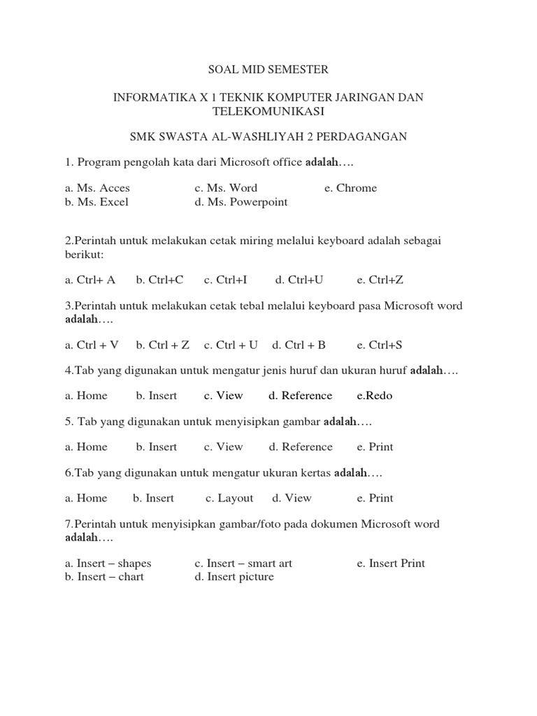 Informatika X 1 TJKT | PDF