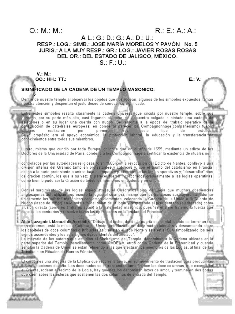 El Significado de La Cadena de Un Templo Masonico | PDF | Masonería