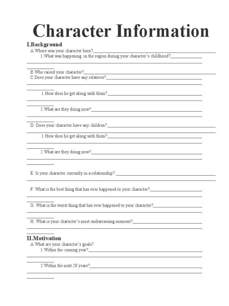 RPG Character Information Sheet PG 1 | PDF