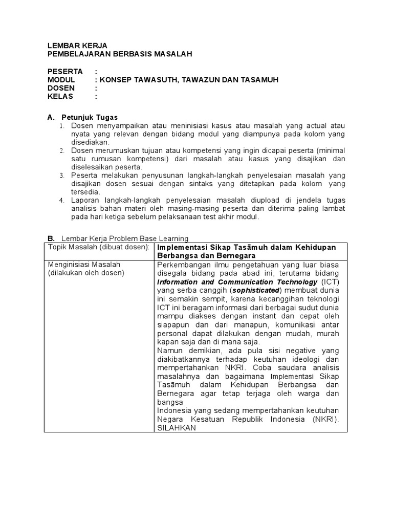 Tugas 3 Analisa Materi Ajar Konsep Tawasuth, Tawazun Dan Tasamuh | PDF