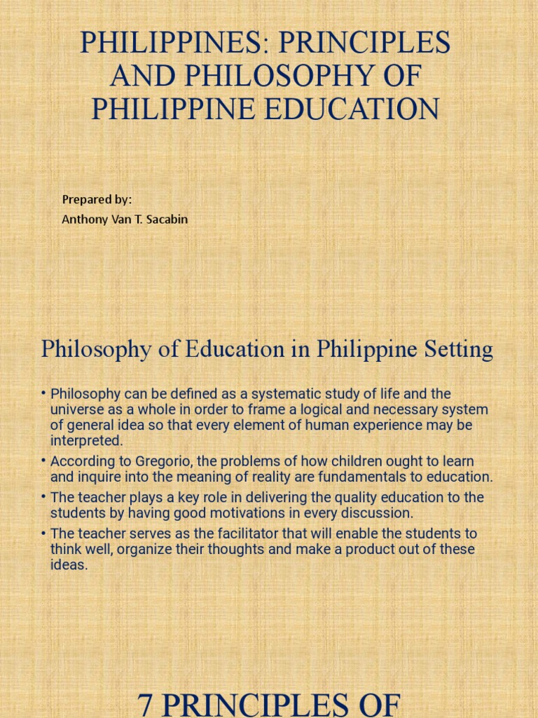 Principles and Philosophy of Philippine Education | PDF | Educational ...