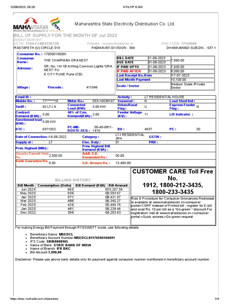 HT - LTIP E-Bill | PDF | Payments | Cheque
