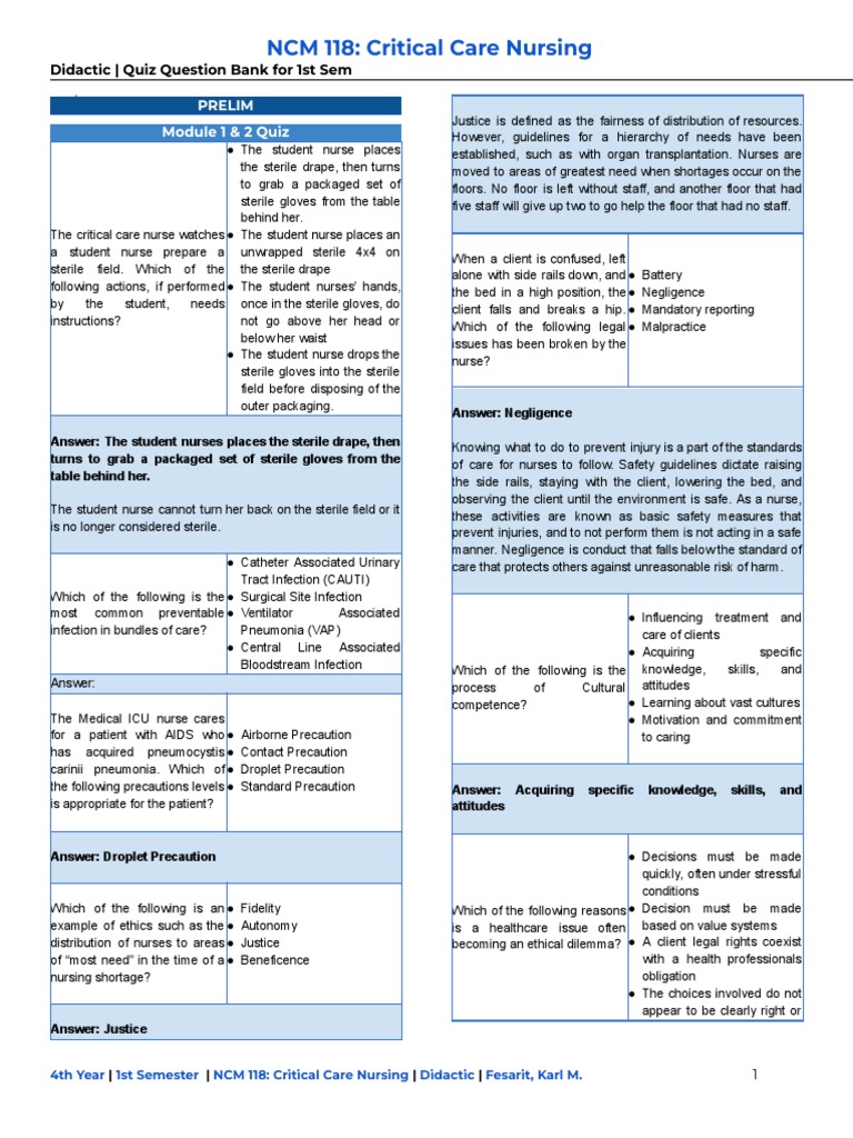 Question Bank - DIDACTIC - NCM 118 | PDF | Health Sciences | Clinical ...