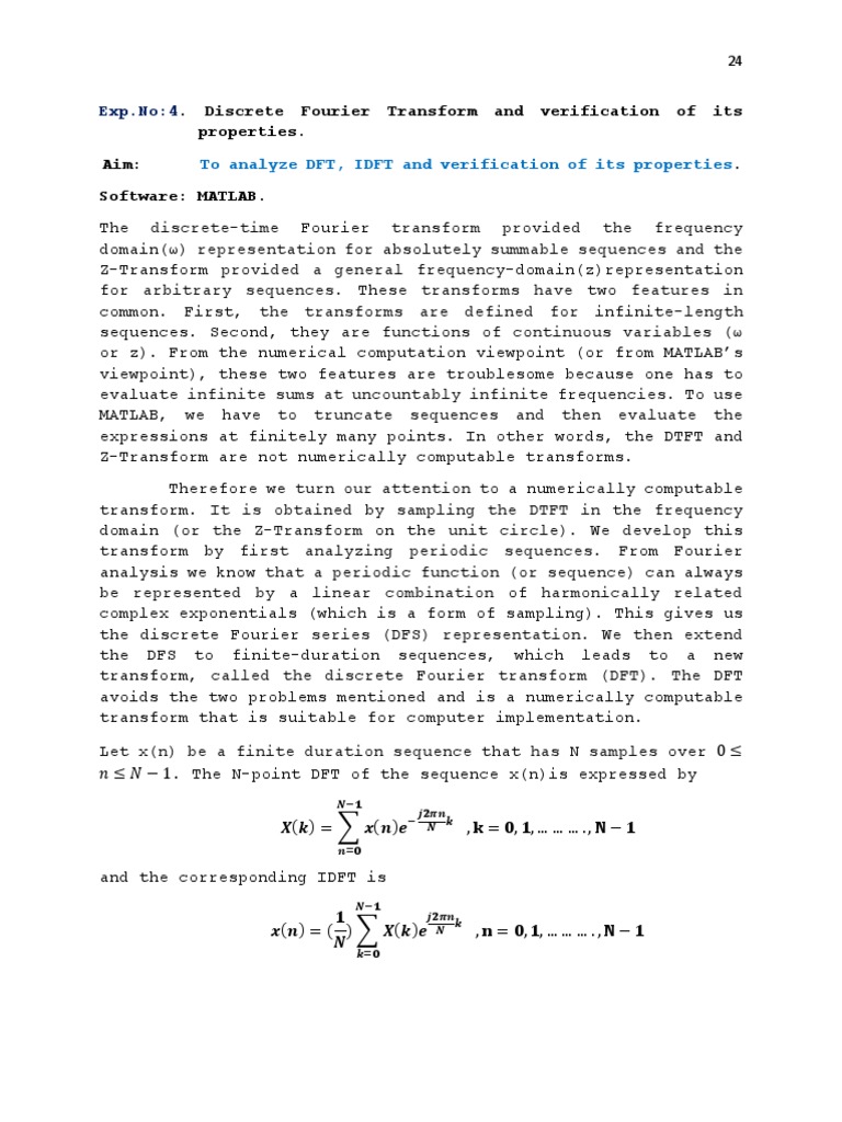 DSP Lab Expt 4 Manual EECE GITAM-24-32 | PDF | Discrete Fourier ... DSP Lab Expt 4 Manual EECE GITAM-24-32 | PDF | Discrete Fourier ...