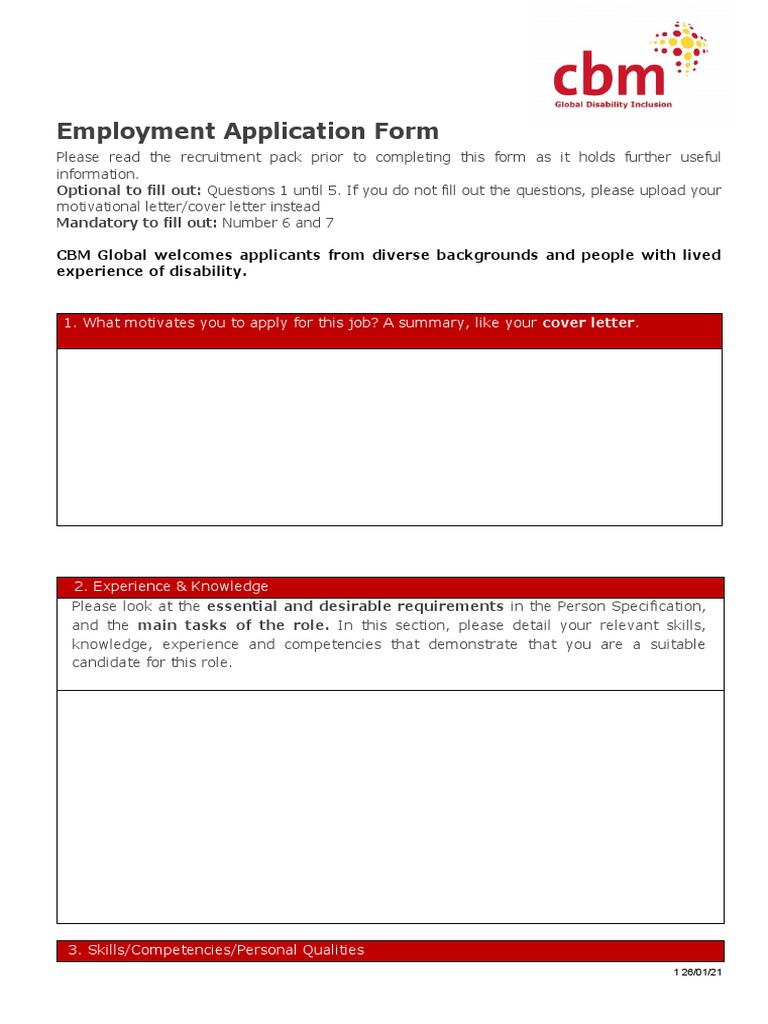 Application Form - CBM Global - 2022 | PDF | Recruitment