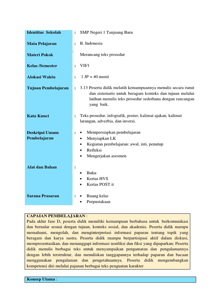 Rpp-Teks Prosedur | PDF | Karier & Perkembangan