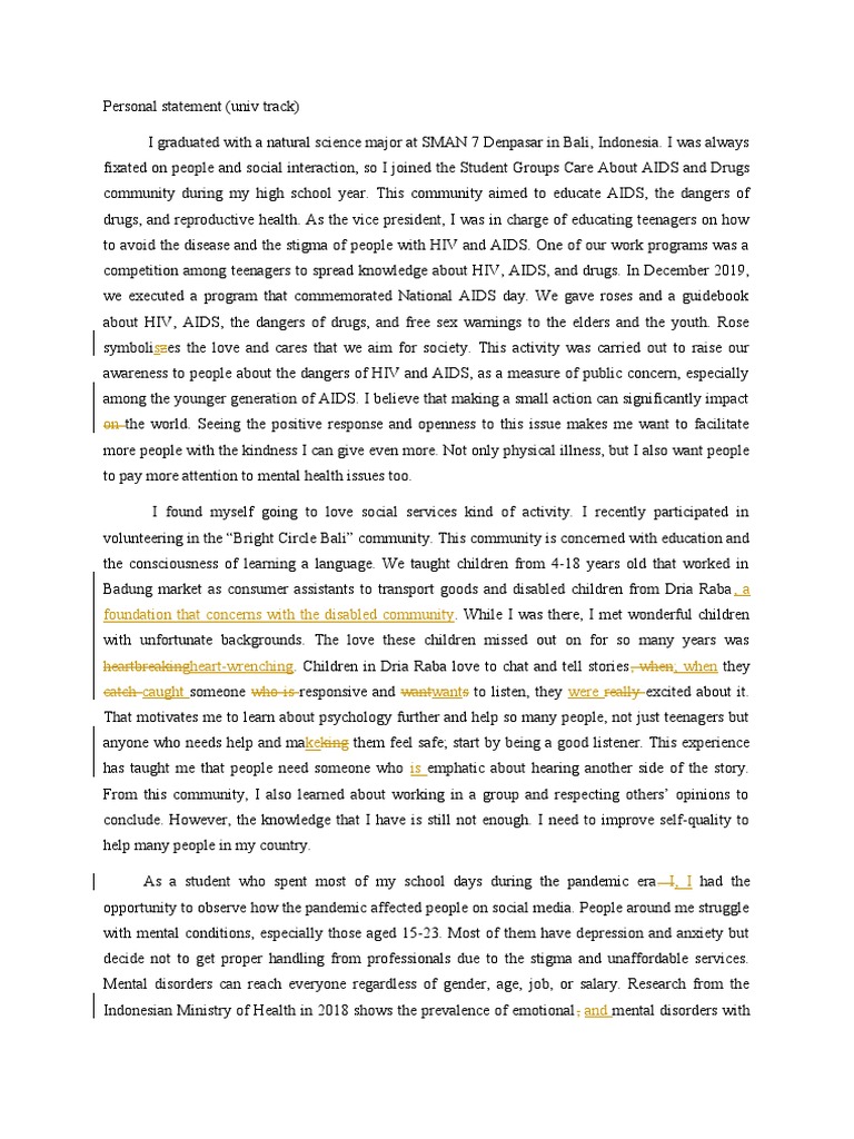 GKS Scholarship Personal Statement | PDF | Psychology | Mental Disorder