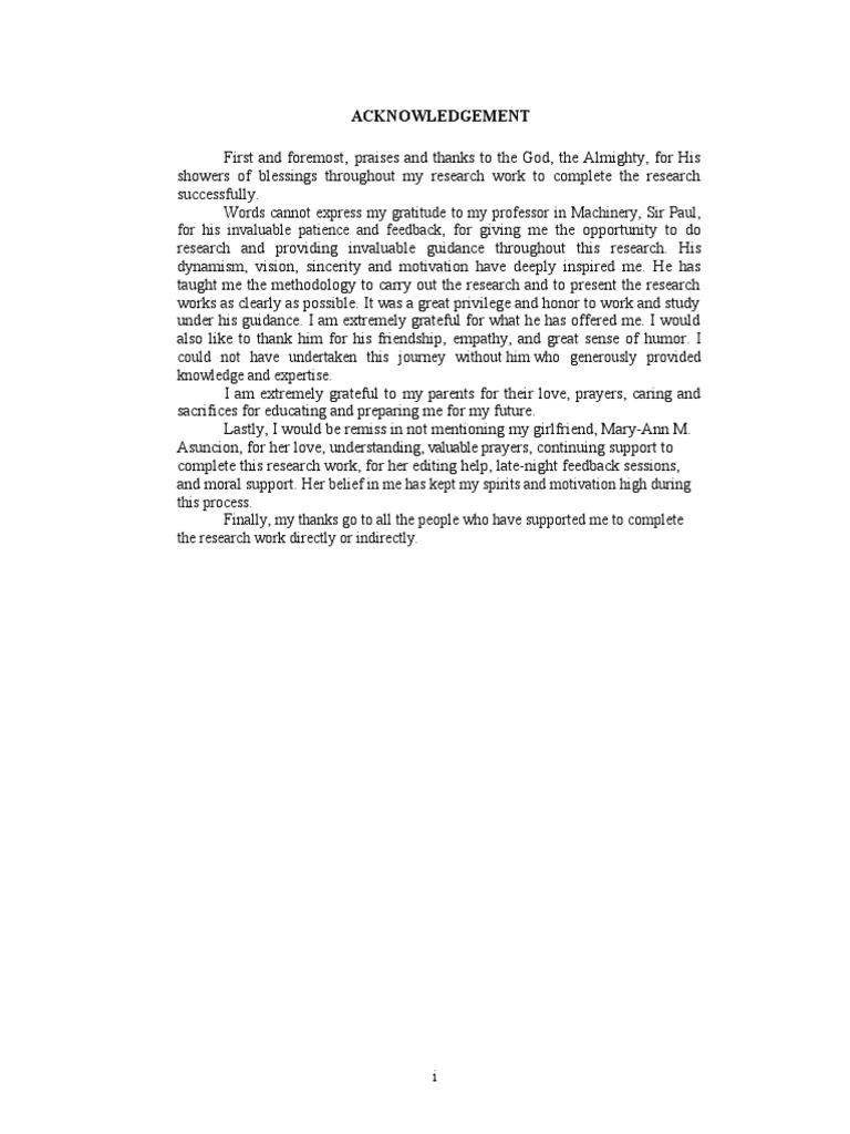 Acknowledgement Sample 02 | PDF | Wellness