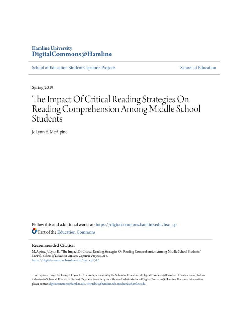 The Impact of Critical Reading Strategies On Reading Comprehensio | PDF ...