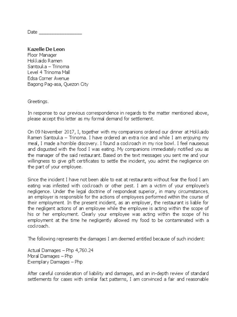 Demand Letter - Albert | Download Free PDF | Negligence | Damages