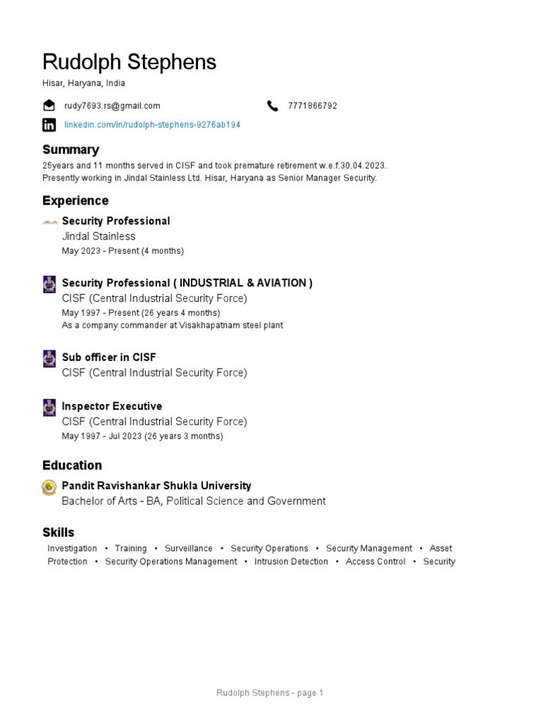 Resume Rudolph Stephens | PDF