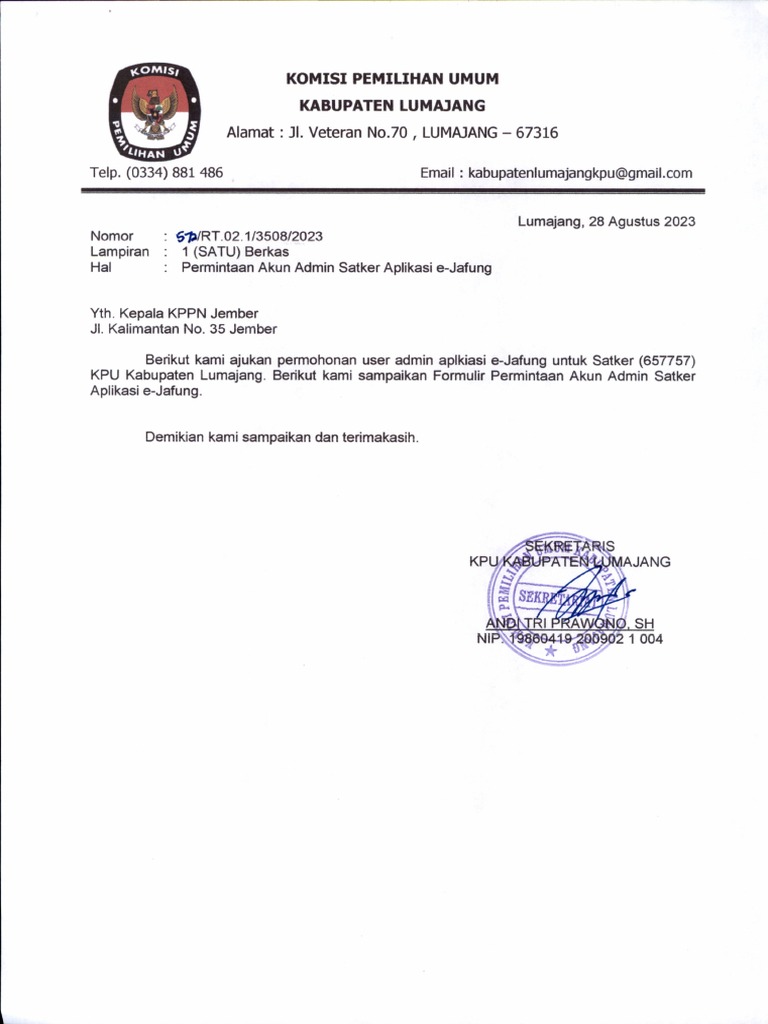 Pendaftaran Akun Admin E Jafung | PDF