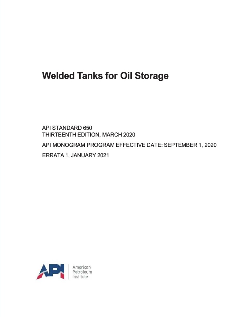 API 650 Welded Tanks For Oil Storage | Download Free PDF | Petroleum | Petroleum Industry